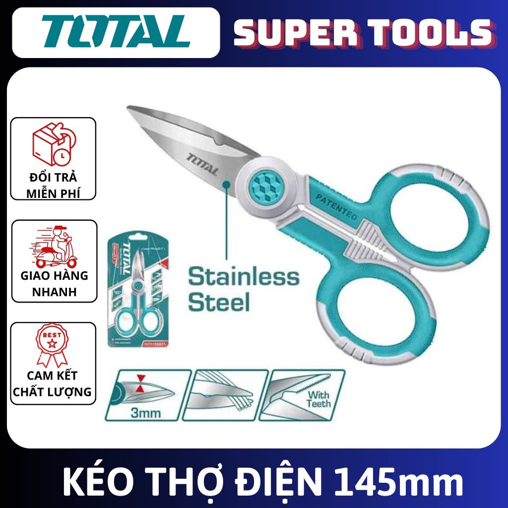 ĐỒ NGHỀ TOTAL Kéo thợ điện 5,5”145MM THT1155871 | Shopee Việt Nam