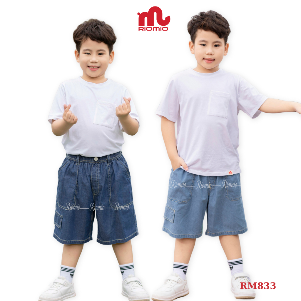 Quần short jean bé trai RIOMIO size 20-42kg, style Hàn Quốc, chất jean USA mềm không phai màu ...