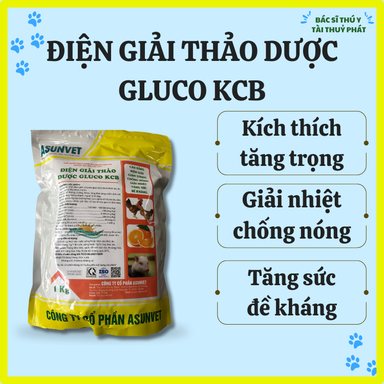 Điện giải thảo dược GLUCO KCB gói 1kg/100g bù nước, chống nóng, giải ...