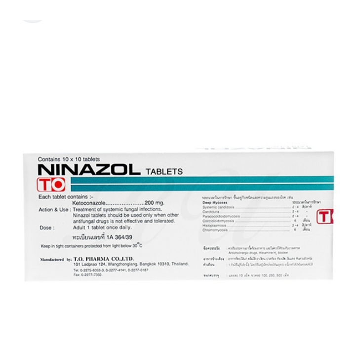 Ngừa nấm ,ngứa, viêm da toàn thân Ninazol Tablets Thái Lan hộp 100 viên ...