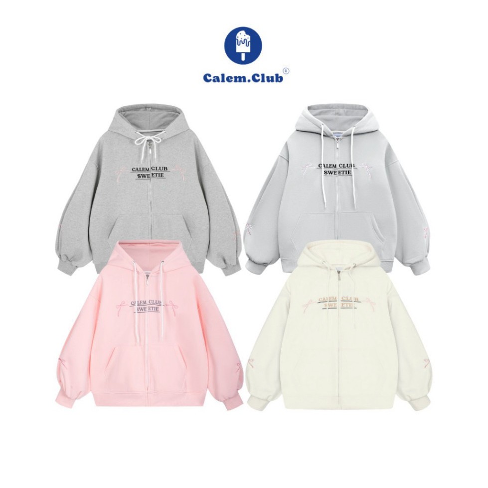 Calem Club - Áo khoác Hoodie zip nỉ thêu Nơ 2 CÁNH TAY SWEETIE CỰC DỄ ...