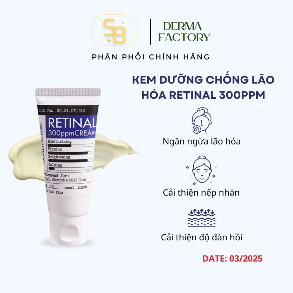 [03/2025] Kem dưỡng chống lão hóa, chảy xệ Derma Factory Retinal 300ppm ...