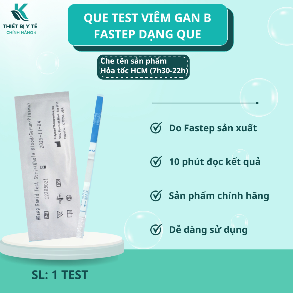 Bộ que thử test nhanh viêm gan B Fastep USA dạng que 4mm (HBsAg ...