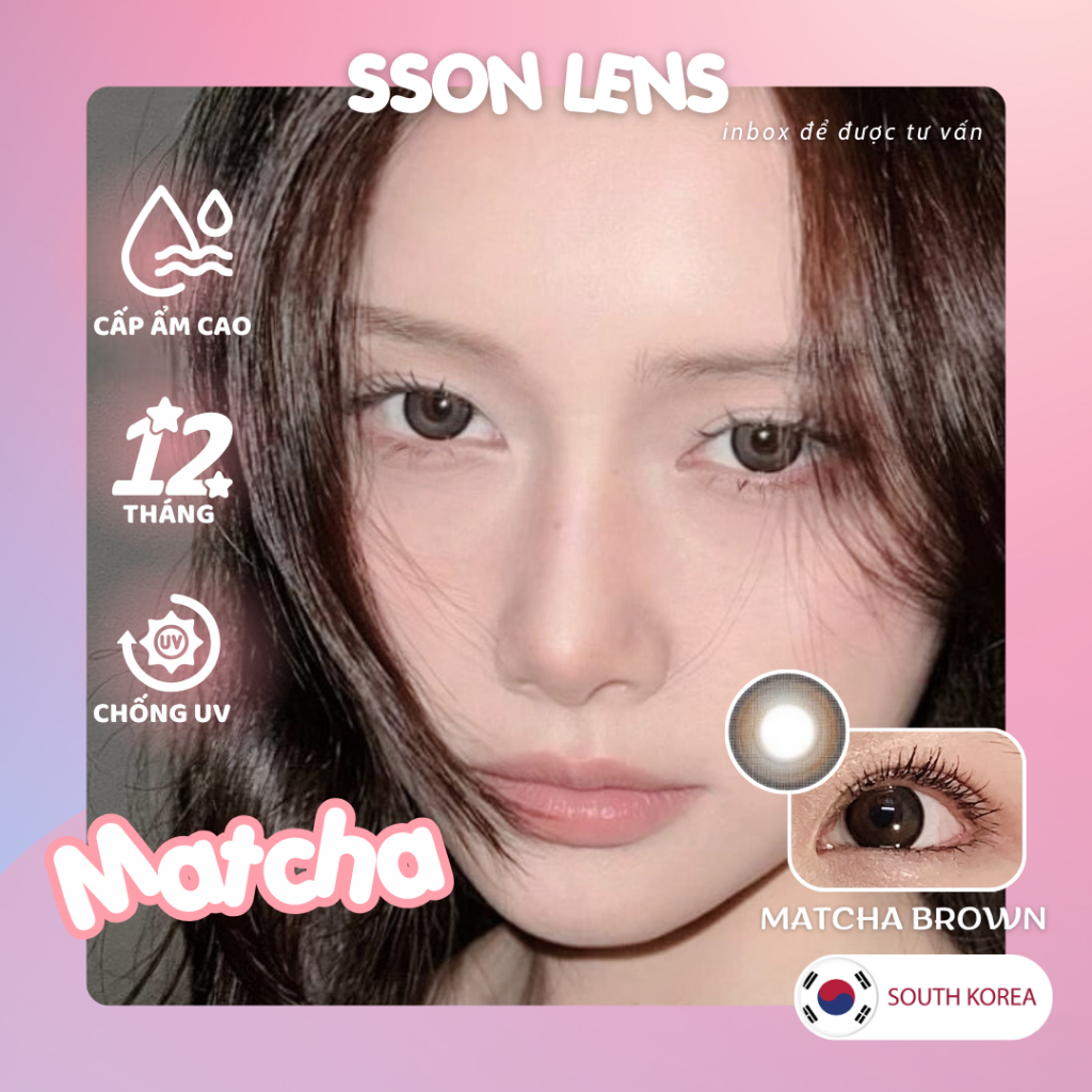 Lens cận màu Matcha Brown 0~6 độ Kính áp tròng cận Chính Hãng [1 NĂM ...