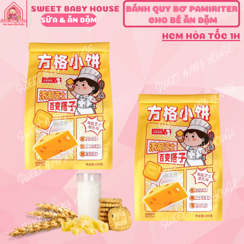 Bánh quy bơ phô mai Pamiriter 150g cho bé ăn dặm từ 1 tuổi . Date 8/2025 - Sweet Baby House ...