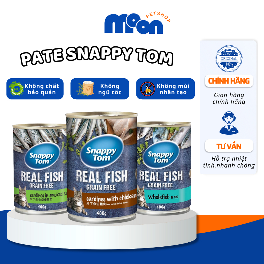 Pate Snappy Tom Real Fish lon 400g - Pate Dinh Dưỡng Cá Thật , Thịt Thật Cho Mèo | Shopee Việt Nam