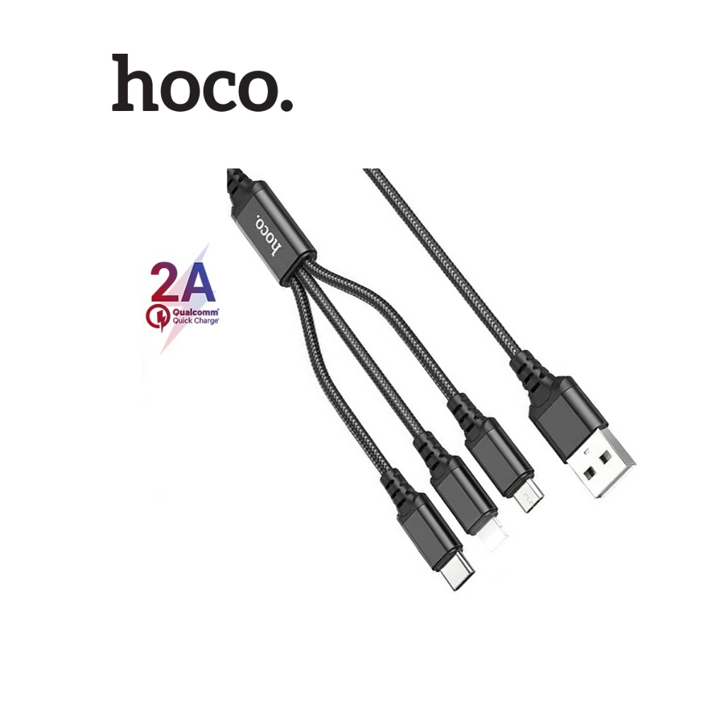 Cáp sạc Hoco X76 3IN1 sạc nhanh 2A vải dù siêu bền thiết kế chống gập ...
