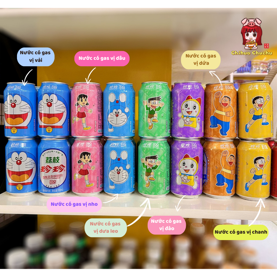 Nước soda có gas hương vị trái cây [Doraemon Series] lon 330ml | Shopee ...