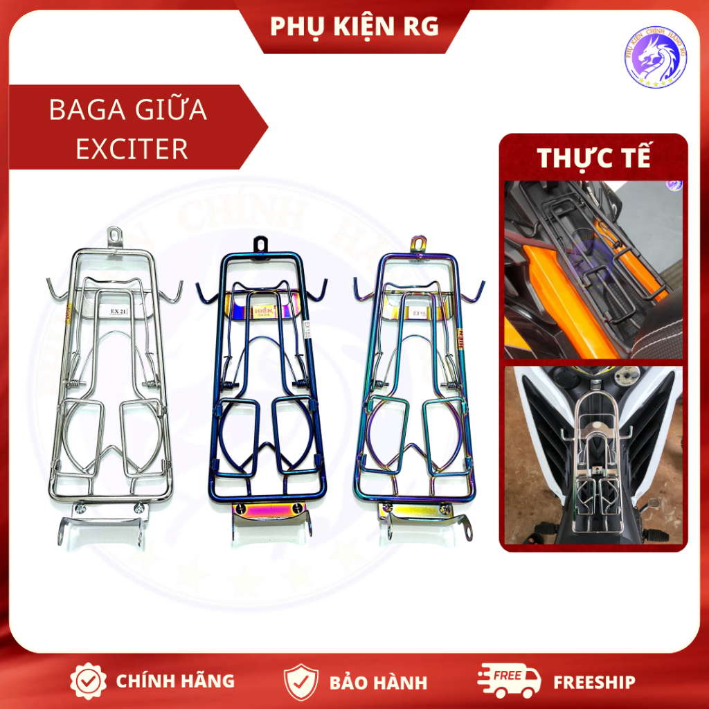 Baga giữa Exciter 150, baga EX155 dày 10li Inox cho tất cả các đời ...