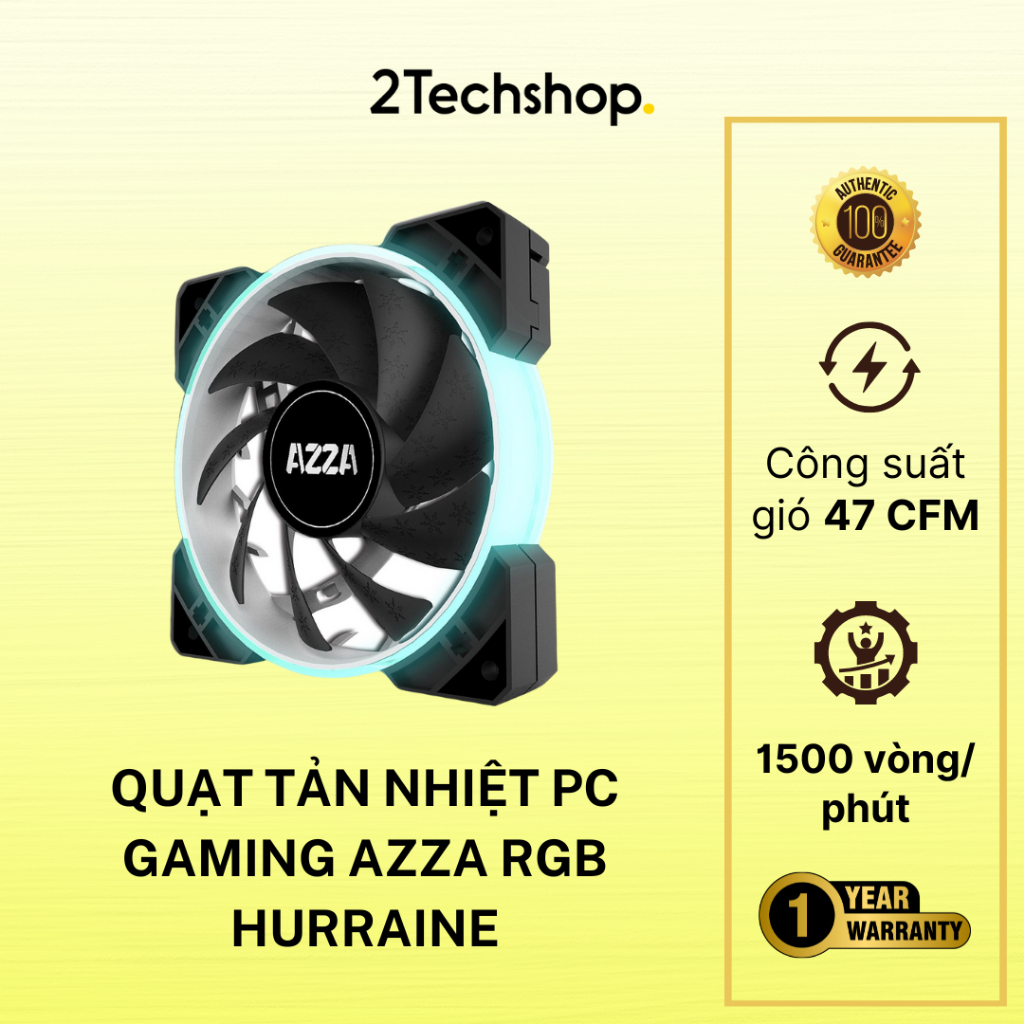 Quạt tản nhiệt PC, Quạt tản nhiệt PC Gaming AZZA RGB FAN HURRAINE BLACK ...
