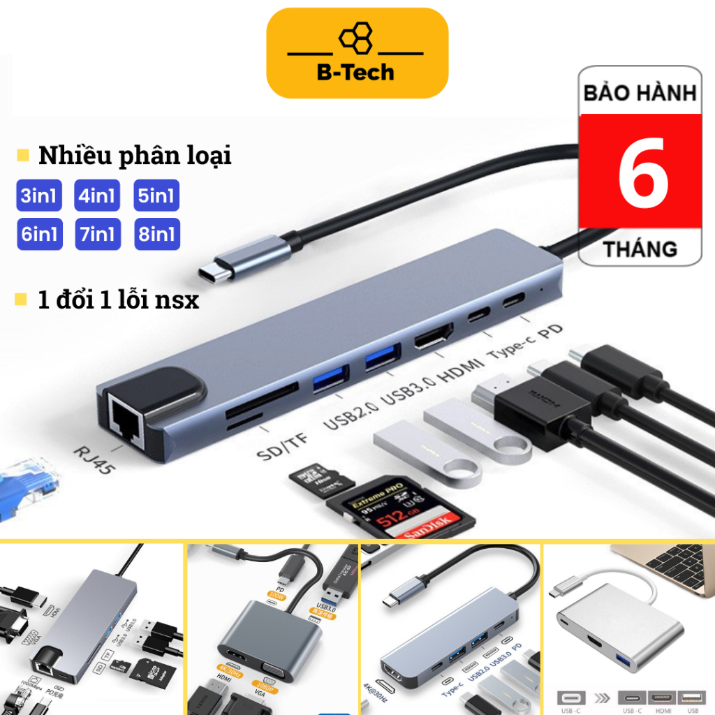 USB C Hub Type C Cổng chia chuyển đổi đa năng Macbook, máy tính Cổng ...
