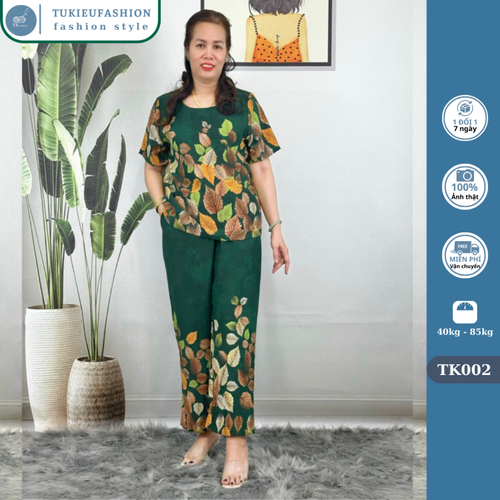 Bộ quần áo trung niên - Bộ mặc nhà trung niên nữ lụa MANGO cho người già người lớn tuổi TK002 ...