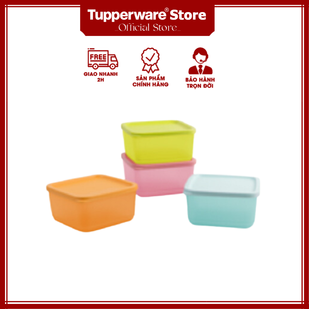 Bộ Hộp Bảo Quản Thực Phẩm Tupperware Small Square Round 650ml (4 Hộp ...