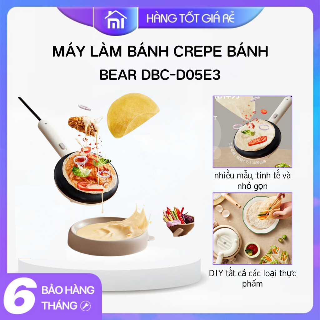 Máy làm bánh crepe bánh cuốn bánh tráng cao cấp Bear DBC-D05E3 - Mijia | Shopee Việt Nam