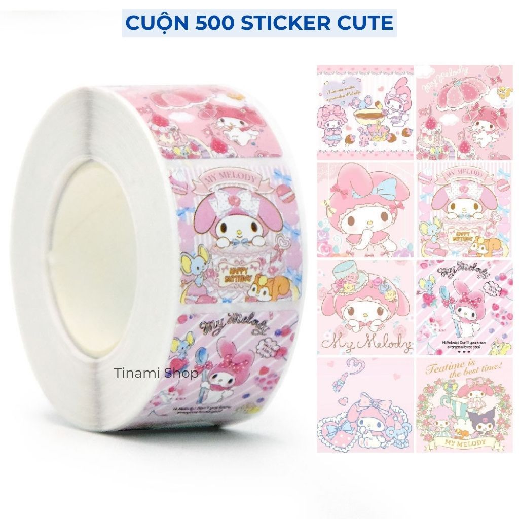 Set 100 500 sticker my melody nhãn dán trang trí tem niêm phong gói ...