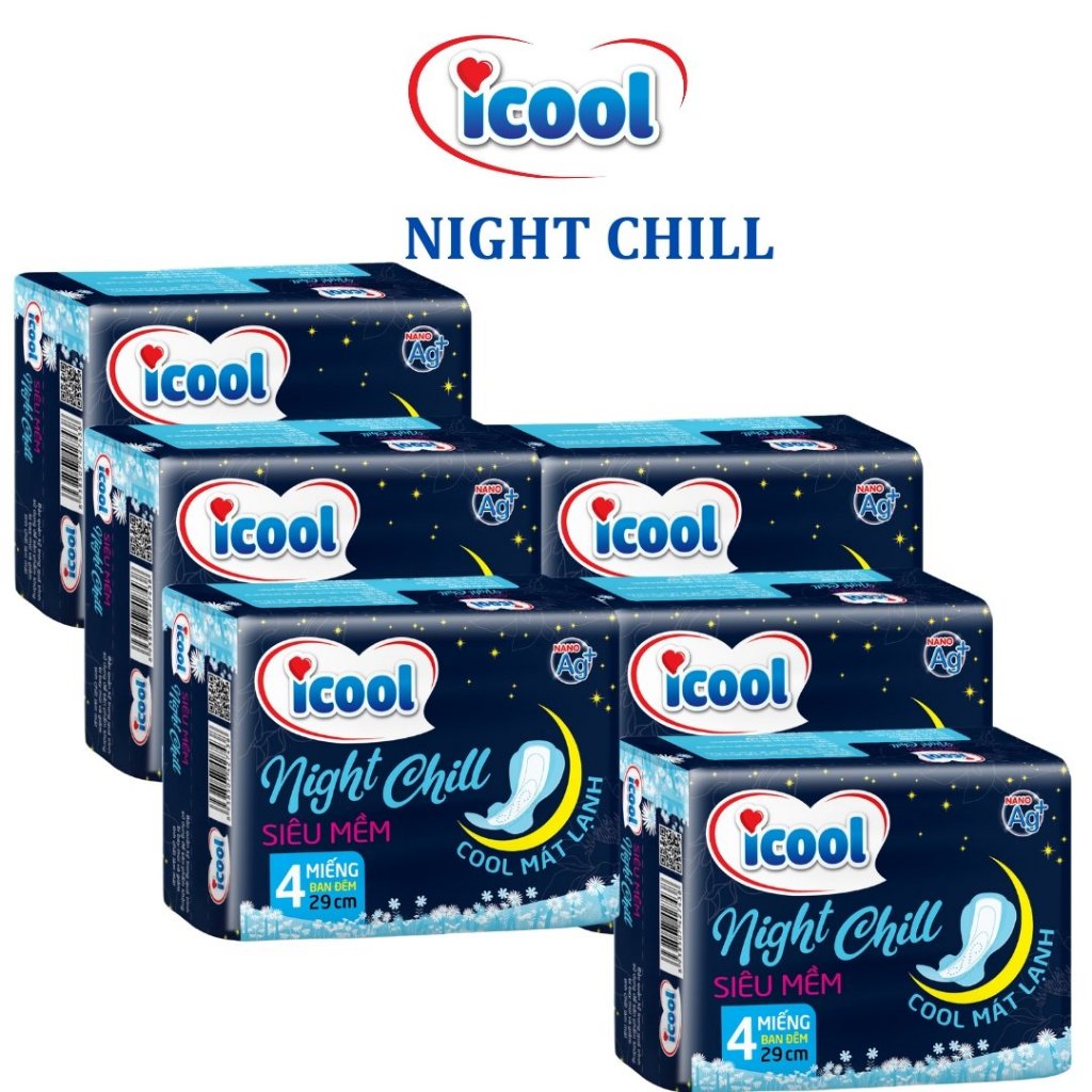 Băng vệ sinh ban đêm ICOOL {combo 6 gói} dài 29-35cm BVS đêm chống tràn ...