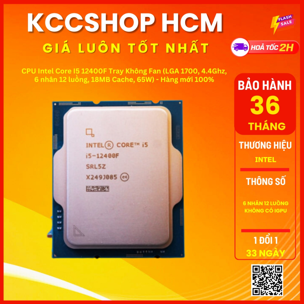 Bộ vi xử lý CPU Intel Core I5 12400F đời 12 LGA1700 6 nhân 12 luồng 4 ...