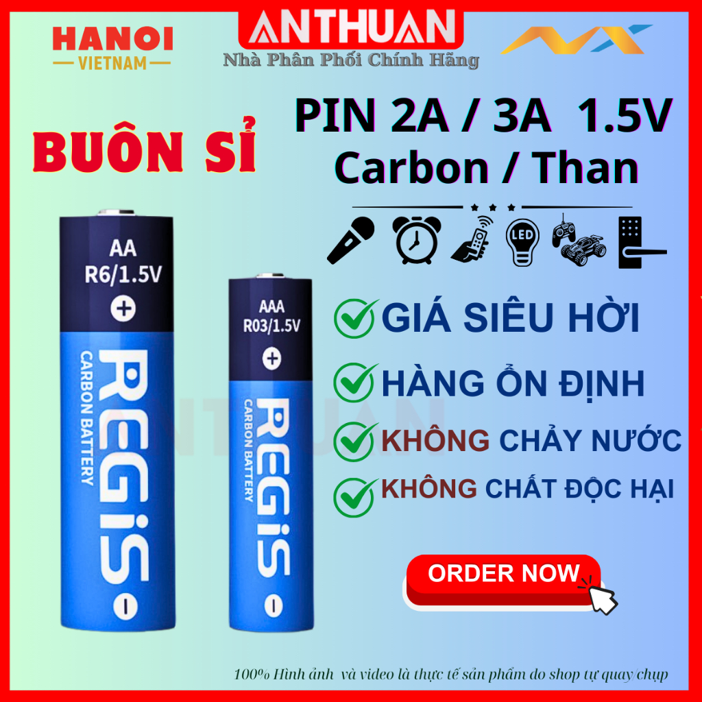 Hộp 40viên Pin Tiểu AA / Đũa AAA Regis 1.5V 2A / 3A giá tốt dung lượng ...