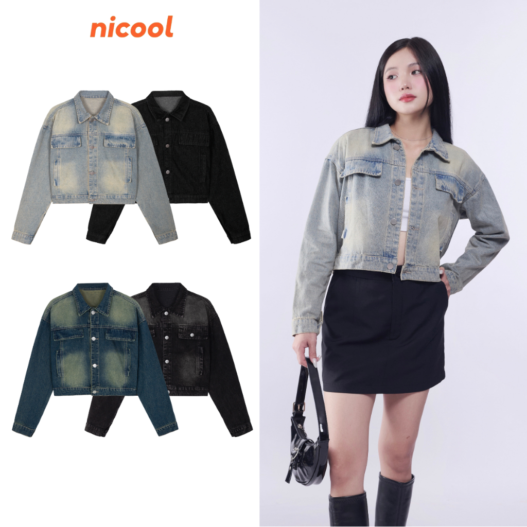 Áo Khoác Jeans Nữ CROPTOP Tay Dài Tôn Dáng Nhiều Màu Nicool N41-K1 ...