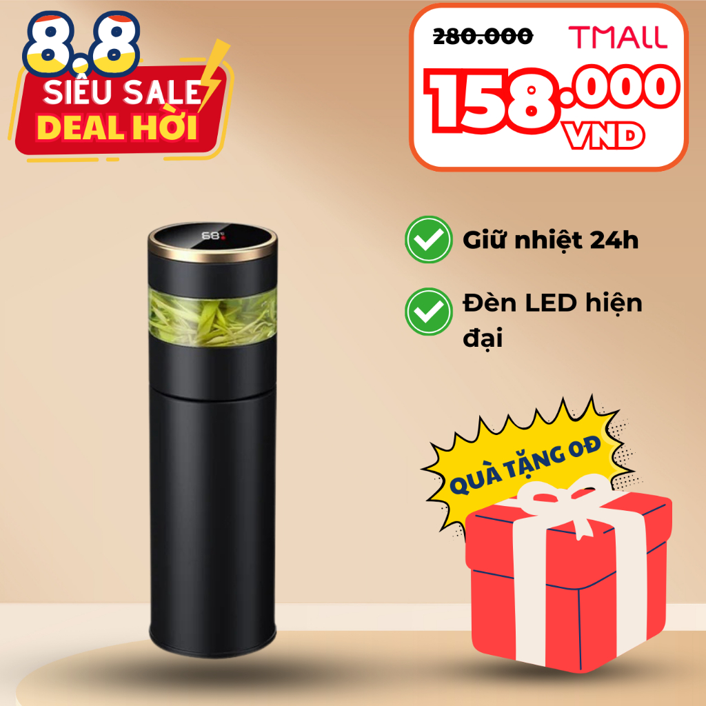 Bình giữ nhiệt Inox 316 cao cấp Tea Led 450ml bình nước giữ nhiệt pha trà TMALL | Shopee Việt Nam