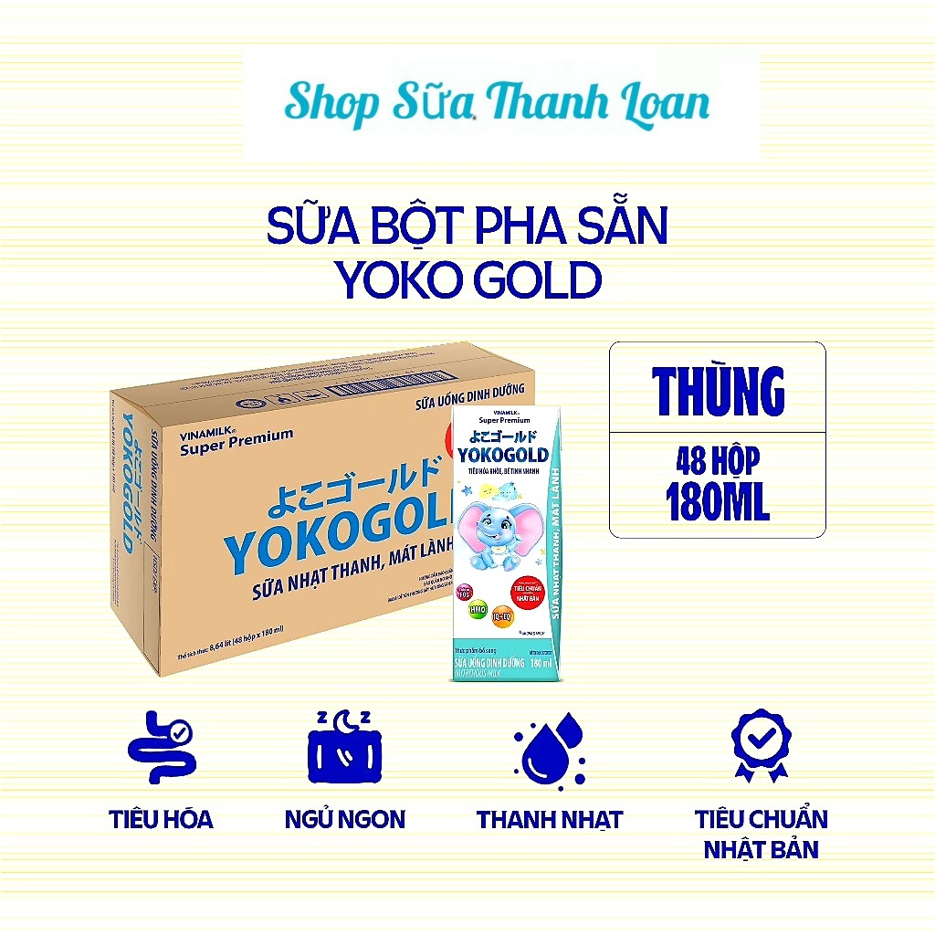 [HSD T1-2026] [Có Thẻ Tích Điểm] Thùng 48 Hộp Sữa Bột Pha Sẵn YOKOGOLD 180ml. | Shopee Việt Nam