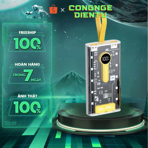 Sạc Dự Phòng TZ07 20.000mAh Trong Suốt Với 2 Cổng Sạc Nhanh 22.5w và PD 20W Tích Hợp 4 Dây Sạc ...