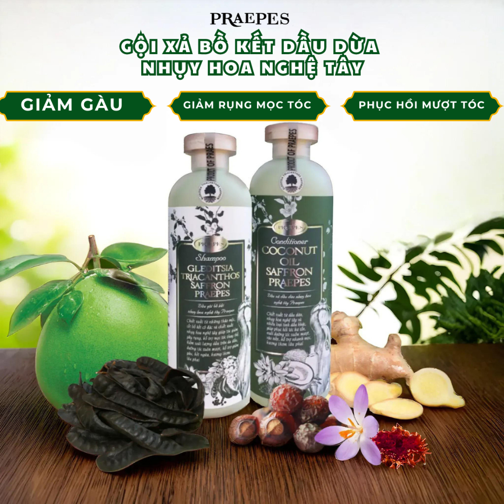 Dầu gội xả Praepes thảo dược thiên nhiên giảm gãy rụng mọc tóc nhanh ...