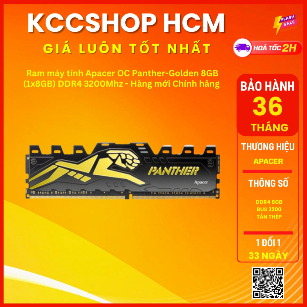 Ram máy tính Apacer OC Panther-Golden 8GB (1x8GB) DDR4 3200Mhz Chính ...