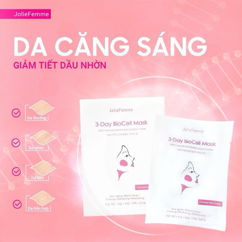 Combo 02 hộp Mặt Nạ Thạch Dừa bổ sung Collagen 3-Day BIOCELL MASK Giúp Cấp Ẩm, Hỗ Trợ Làm Sáng ...