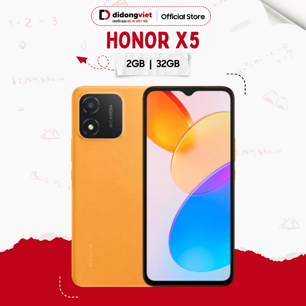Điện thoại Honor X5 2GB | 32GB, Màn hình 6,5", Pin 5000mAh | Chip MediaTek Helio G25 - Bảo hành ...