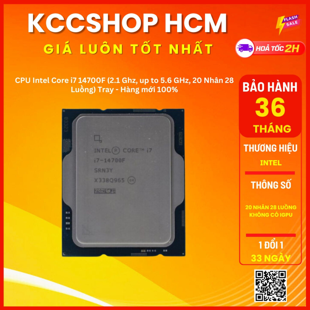 CPU Intel Core i7 14700F Tray (2.1 Ghz, up to 5.6 GHz, 20 Nhân 28 Luồng ...