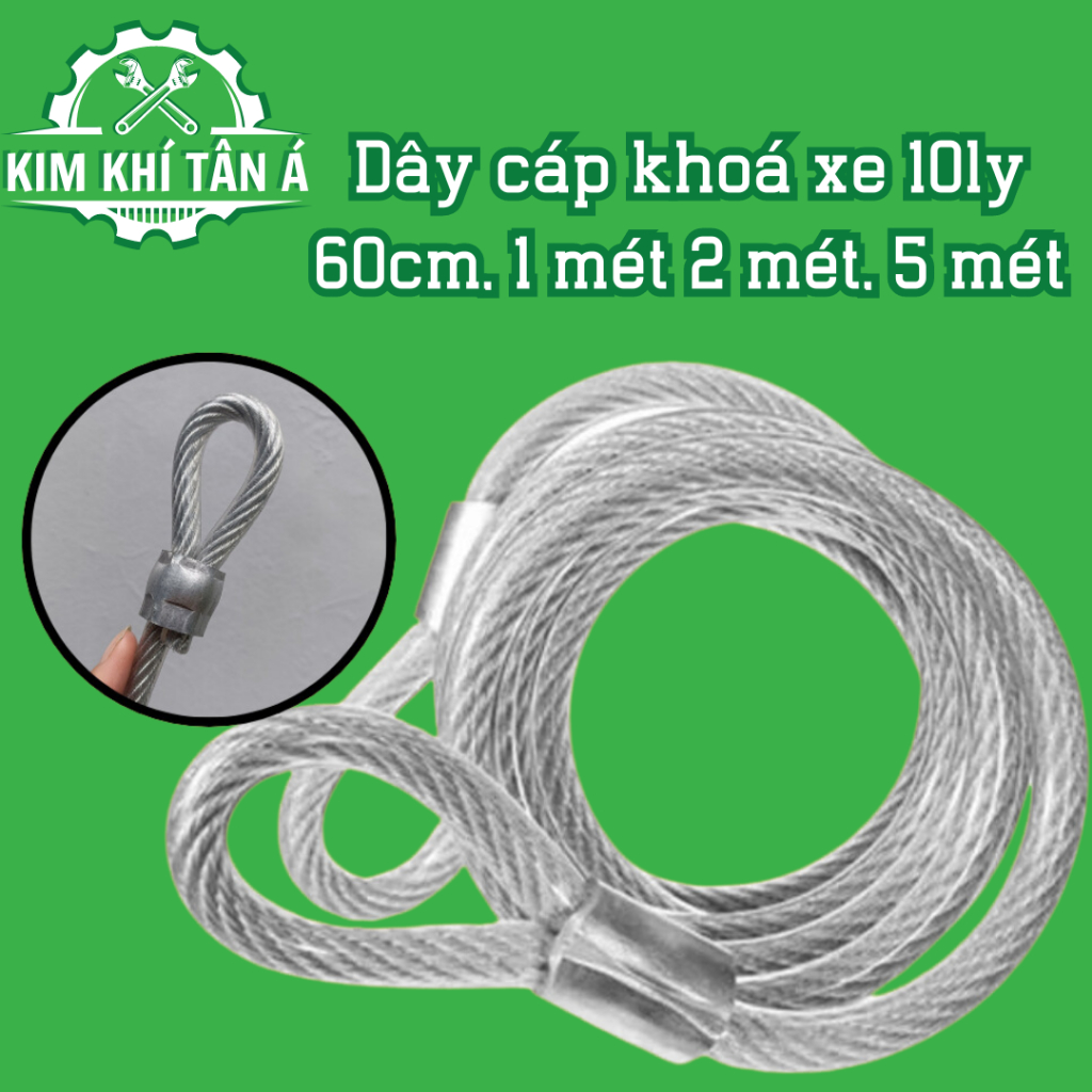 Dây cáp khoá xe 10ly, cáp khoá xe máy, dây cáp khoá xe hạn chế cắt ...