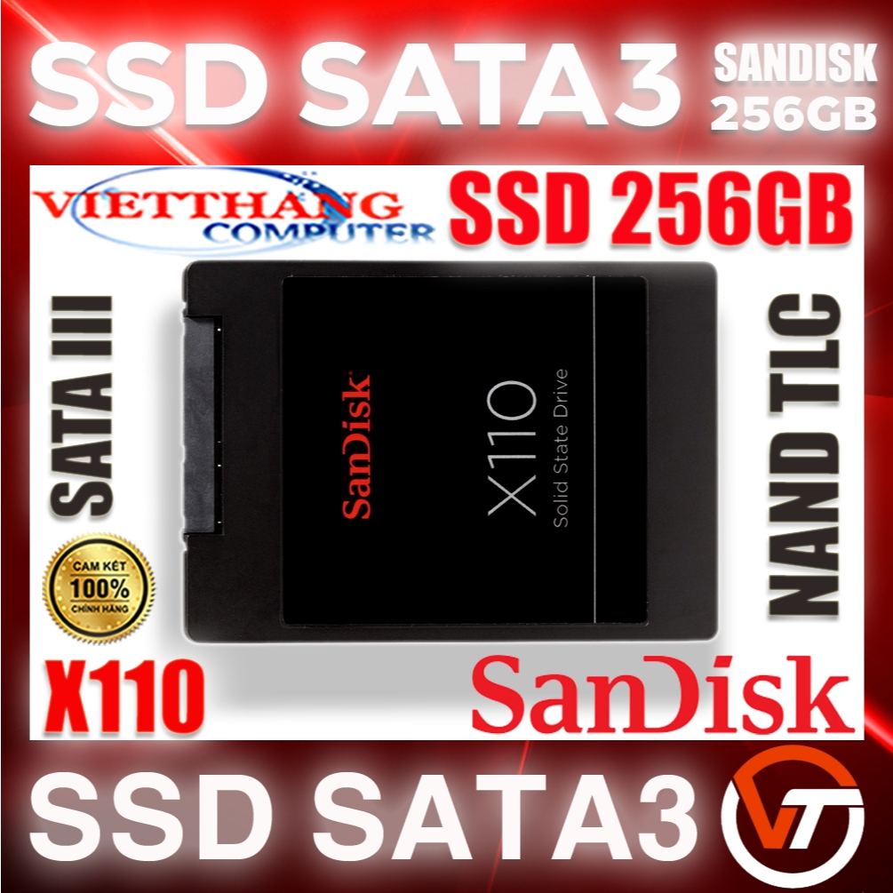 Ổ cứng SSD 256G Sandisk X110 SATA3 Sức khoẻ Good 95% Hình thức còn đẹp ...