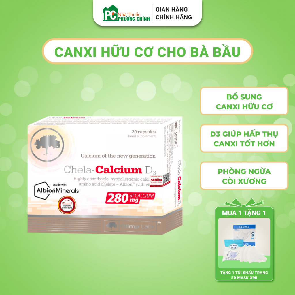 Canxi Hữu Cơ Cho Bà Bầu Olimp Labs Chela Calcium D3 Dễ Hấp Thu, Không Gây Táo Bón 30 Viên/Hộp ...