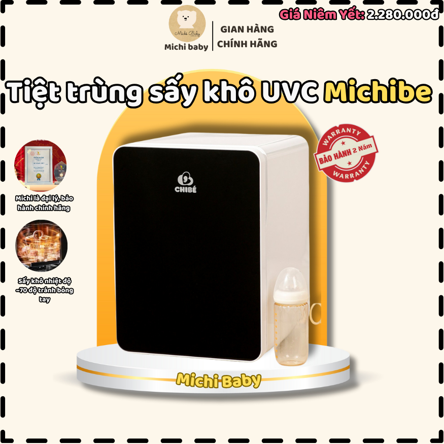 Máy tiệt trùng bình sữa sấy khô UVC LED Michibe 18 Lít - Hàng chính ...