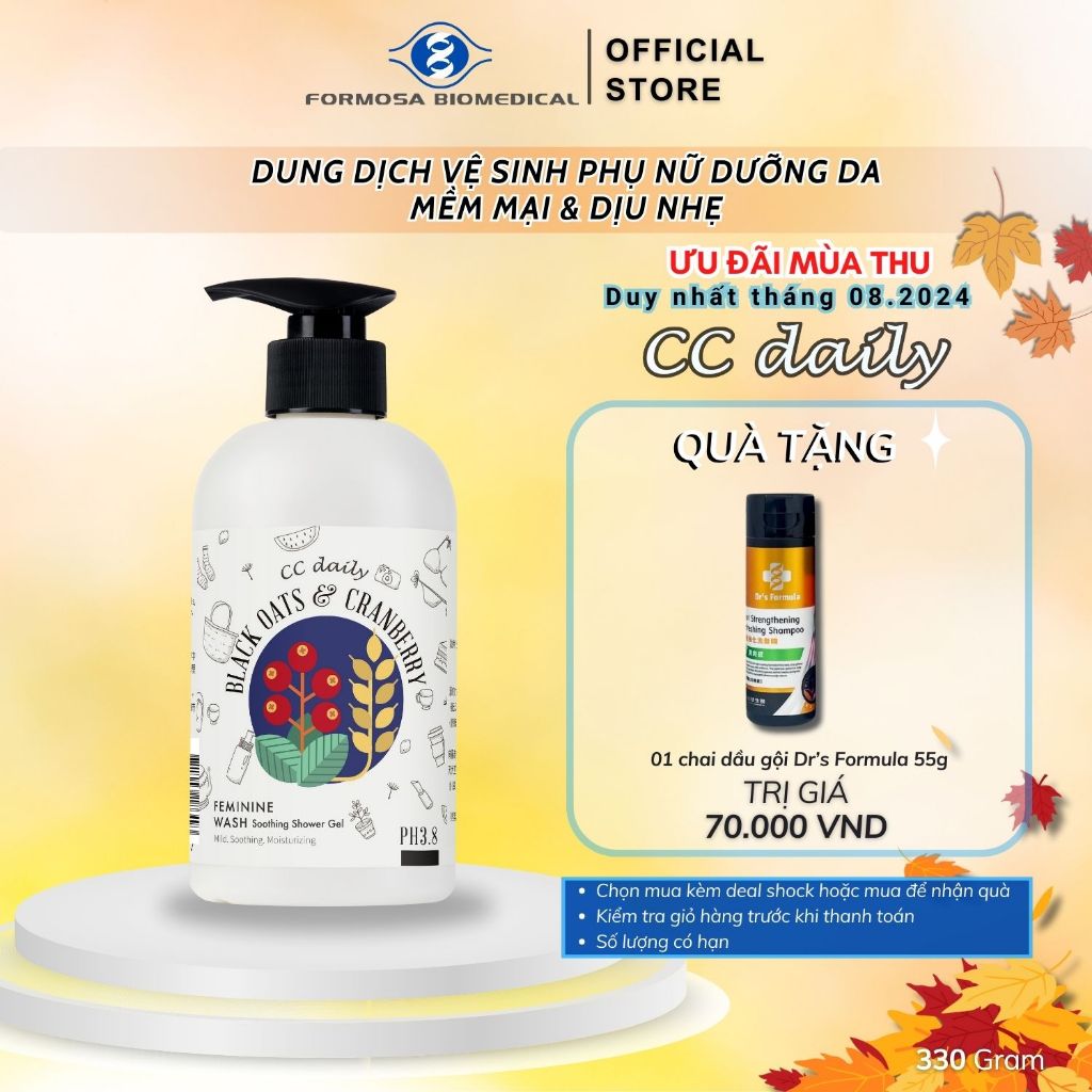 Dung dịch vệ sinh phụ nữ làm dịu và mềm mại da CC Daily Black Oats & Cranberry Feminine Wash ...