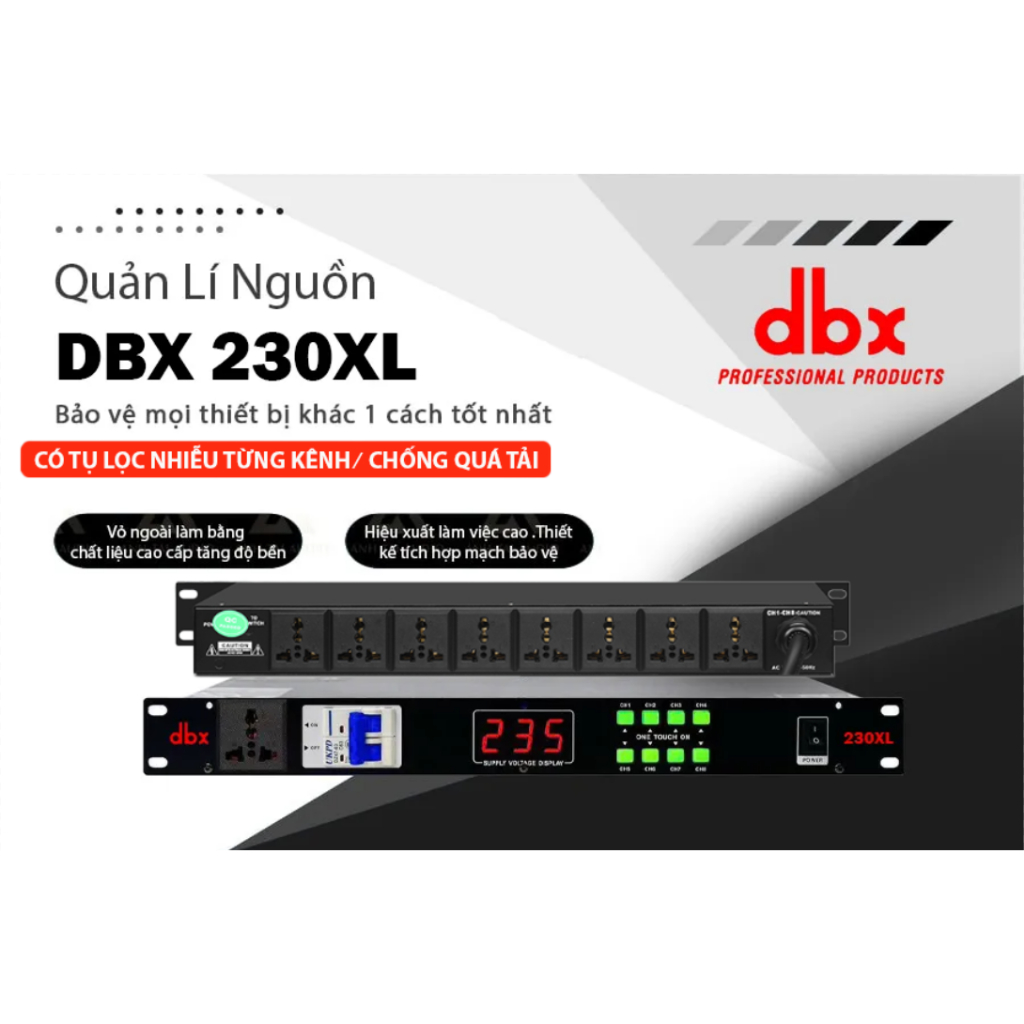 Quản Lý Nguồn Điện DBX ,Có Lọc Nguồn Khử Nhiễu Từng Kênh,Có APTOMAT Tự ...