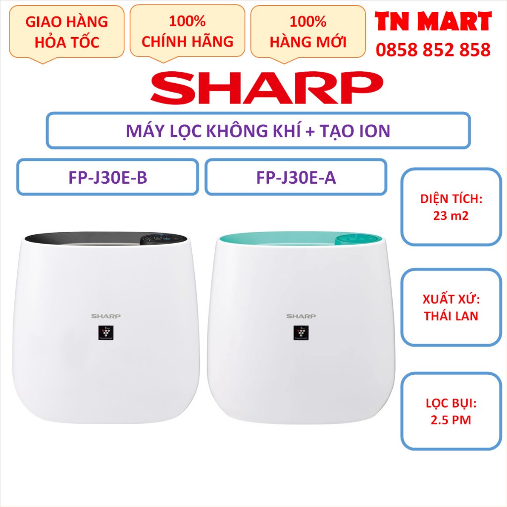Máy lọc không khí Sharp FP-J30E-B & FP-J30E-A diện tích 23m2, nhập Thái Lan, chính hãng, bảo ...