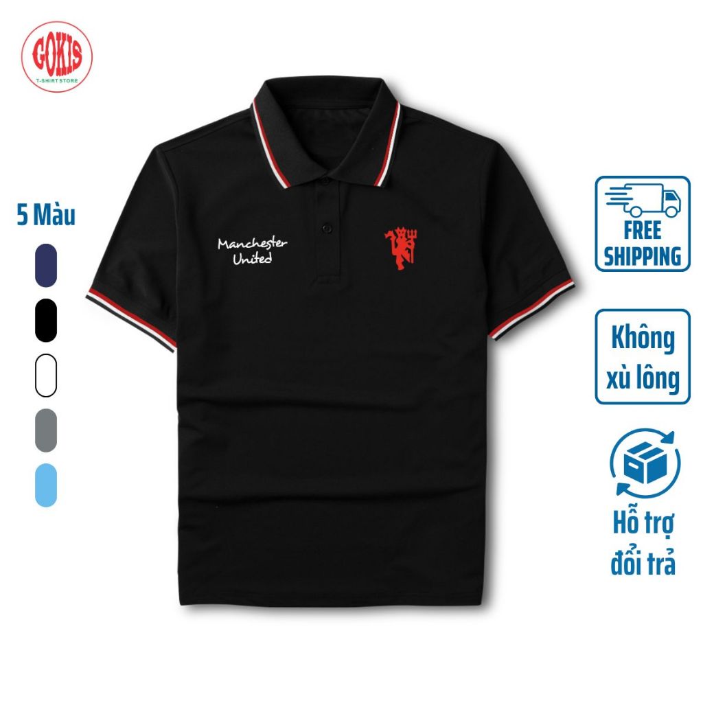 Áo polo MU in logo quỷ đỏ vải poly cá sấu thoáng mát - Áo thun có cổ ...
