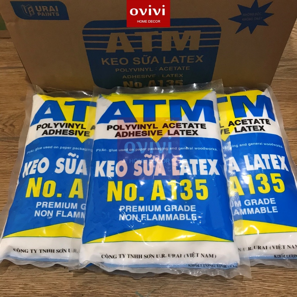 Keo sữa 1Kg ATM latex 135 dán giấy dán tường, làm slime, dán thảm sàn ...