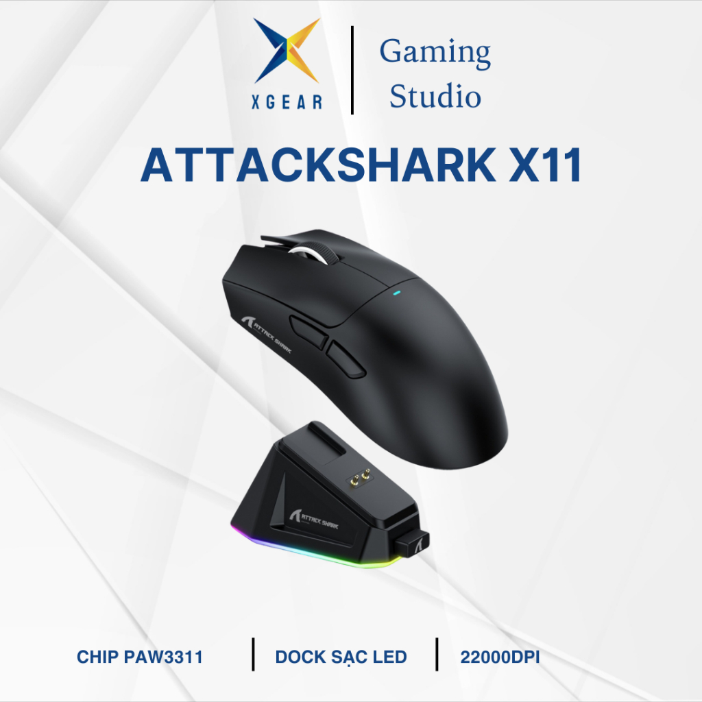 Chuột không dây Bluetooth Attack Shark X11 Ba chế độ 2.4G PAW311 RGB PC ...