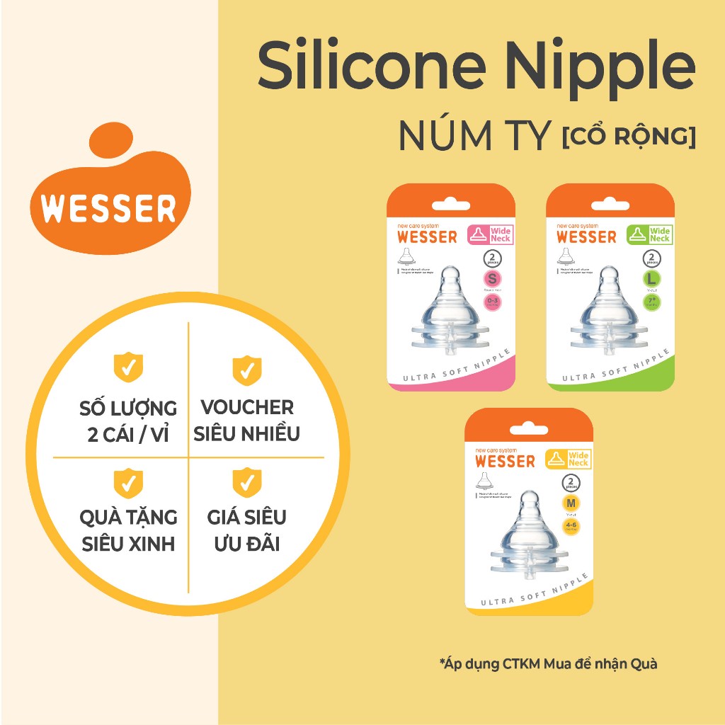 Núm ty cổ RỘNG Wesser S/M/L (2 cái/hộp) | Shopee Việt Nam