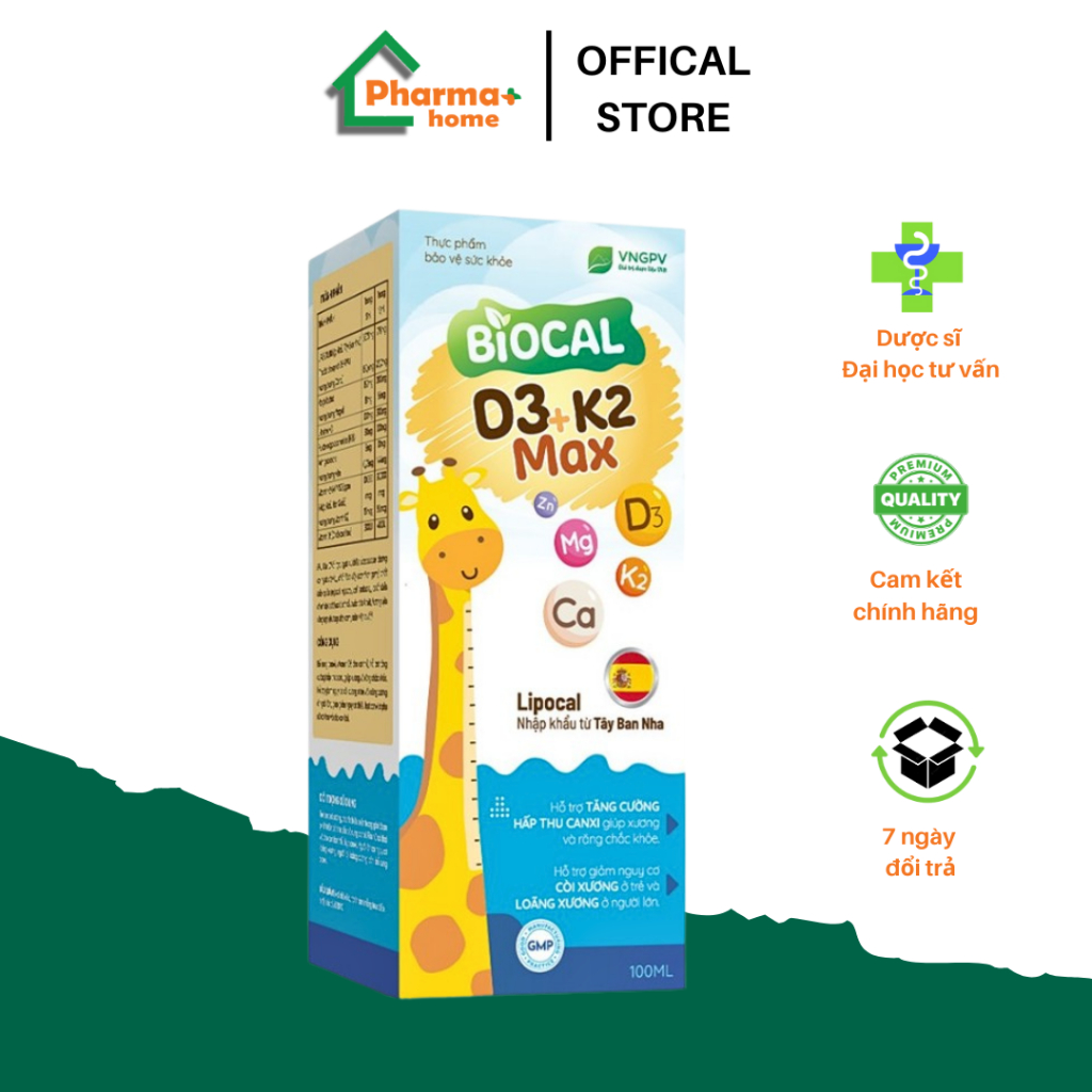 [Mua 3 tặng đồ chơi cho bé] Canxi sinh học BIOCAL D3K2 MAX - Hỗ Trợ Bổ Sung Canxi, D3, K2, Magie ...