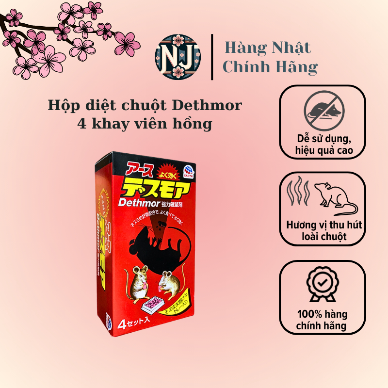 Hộp diệt chuột Dethmor 4 khay dạng viên hồng 120g (30g/khay) | Shopee Việt Nam