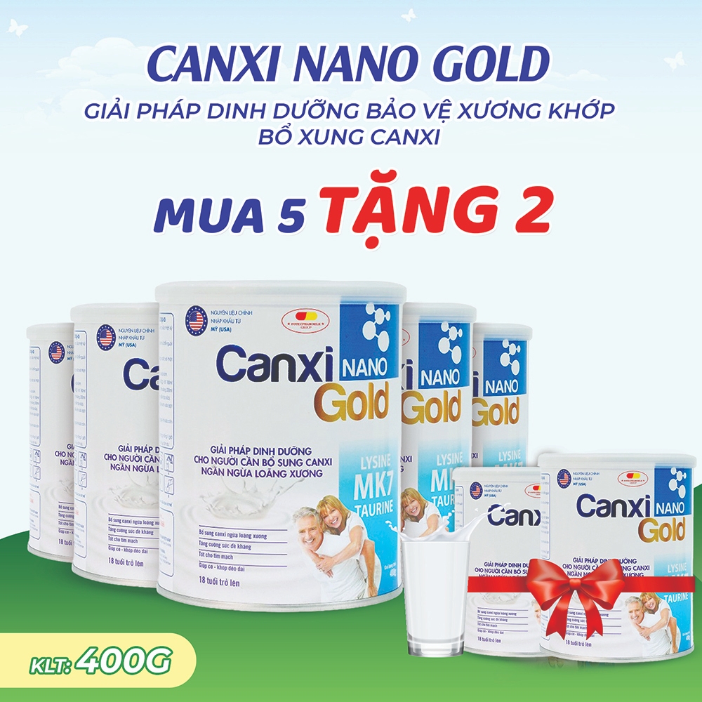 [MUA 5 TẶNG 2] Sữa bột Canxi Tốt Xương Khớp Cho Người Già Canxi Nano Gold Chính Hãng 400g ...
