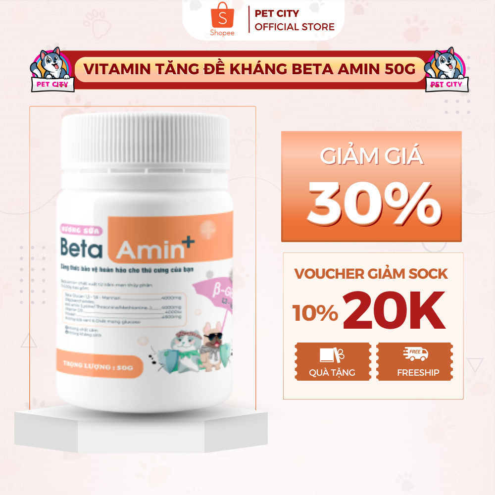 Vitamin cho chó mèo, bột dinh dưỡng tăng đề kháng Beta Amin nâng cao hệ ...