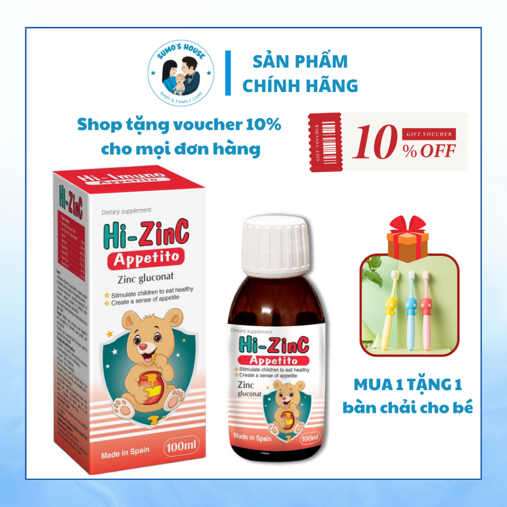 Siro Kẽm Hi ZinC 100ml, hỗ trợ tiêu hóa, giúp trẻ ăn ngon, tăng cường ...