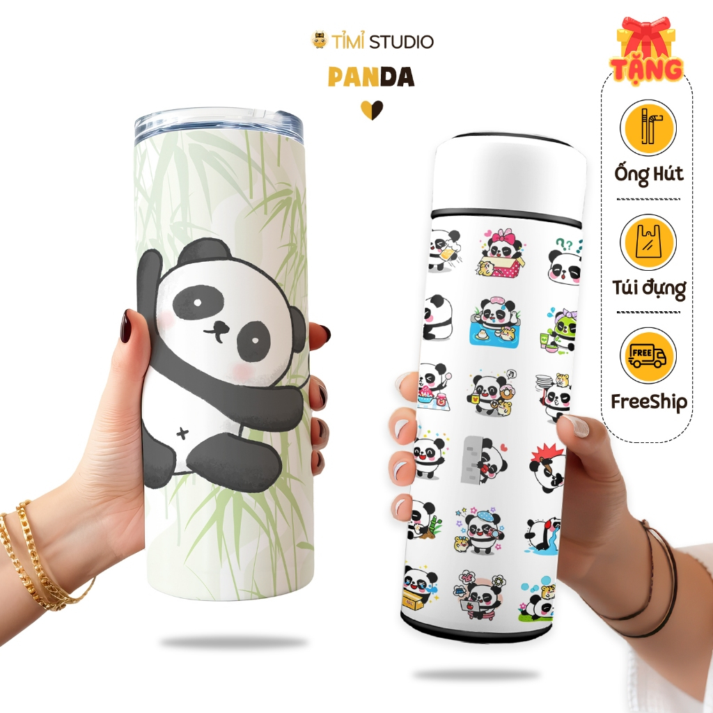 Bình Giữ Nhiệt Gấu Trúc Panda - 600ml - Inox 304 - Tặng Túi Xách - Tỉ Mỉ Studio | Shopee Việt Nam