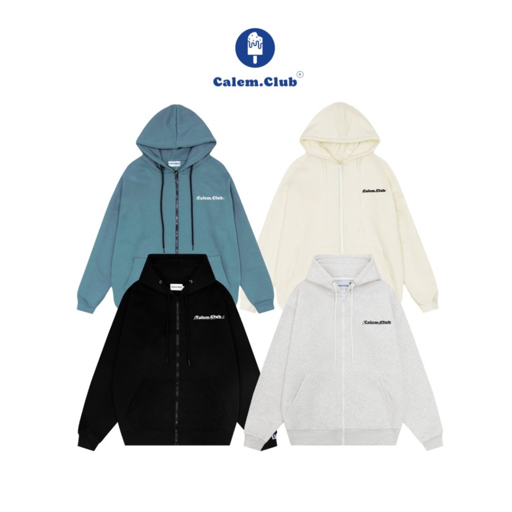 Hoodie zip in chữ CALEM.CLUB - Áo khoác nỉ dây kéo chất lót bông brand ...