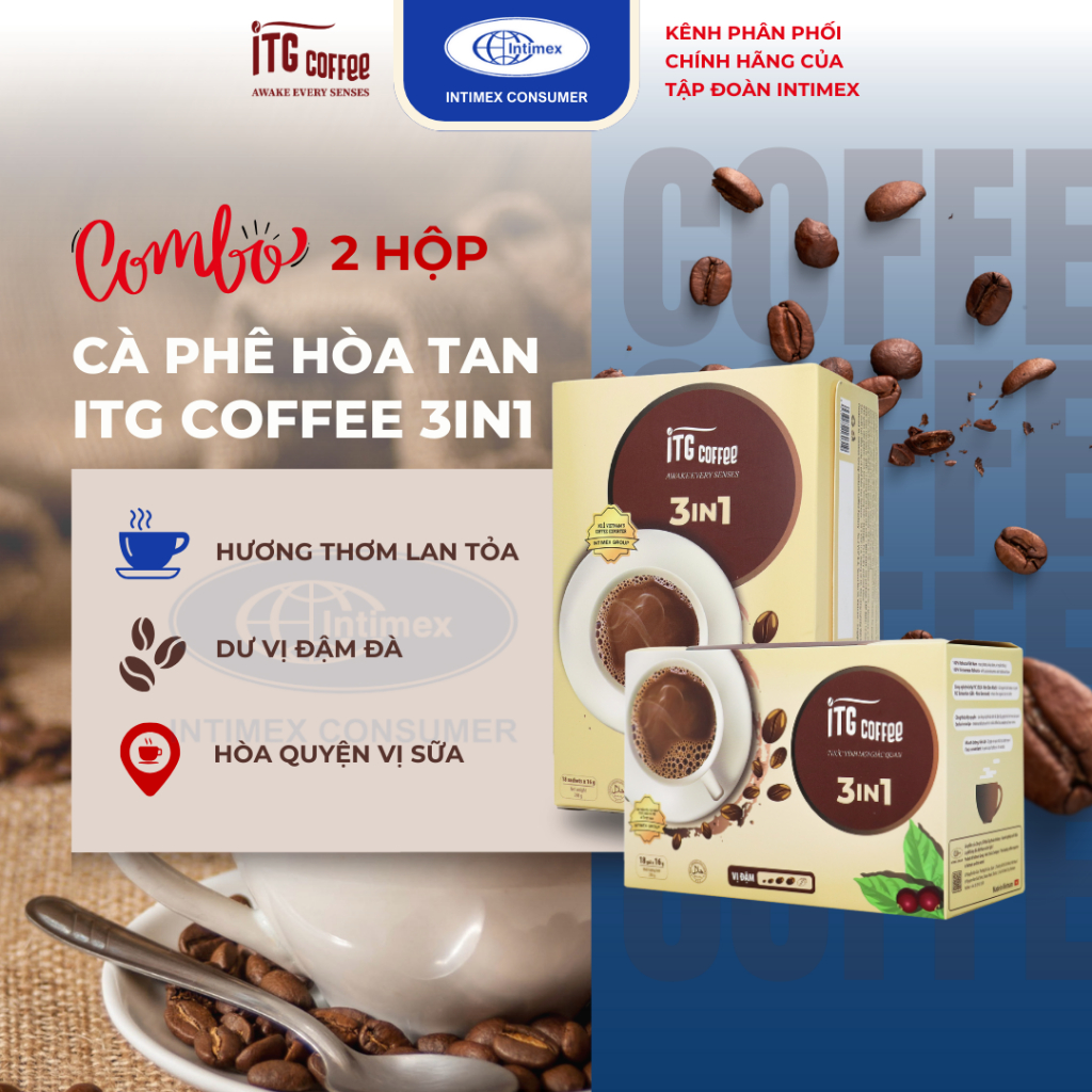[INTIMEX CONSUMER] COMBO 2 HỘP 3IN1 - ITGCOFFEE - Hộp 288g (18 gói x ...